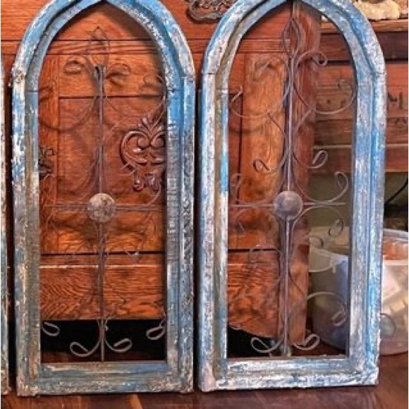 Design | Shabby Chic Farmhouse Arched Wood And Metal Cathedral Window ...